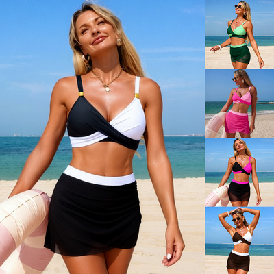 2026 Split Swimsuit Women's Mesh Skirt Sports Bikini Swimsui
