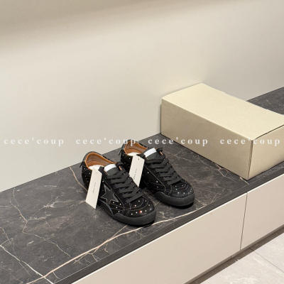 星星水钻做旧小脏鞋板鞋女