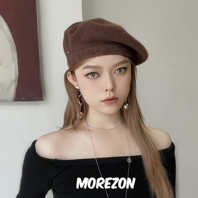 MOREZON【Mossant】24秋冬新款潮人休闲百搭精致羊毛针织贝雷帽子