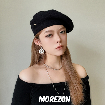 MOREZON【Mossant】24秋冬新款潮人休闲百搭精致羊毛针织贝雷帽子