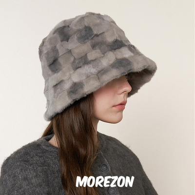 MOREZON【Brown hat Mink Bucket Hat】23秋冬潮人水貂毛渔夫帽子
