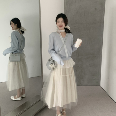 grapestone 葡萄籽-早春韩系小女人百搭垂顺显瘦糯系半身裙pt3015