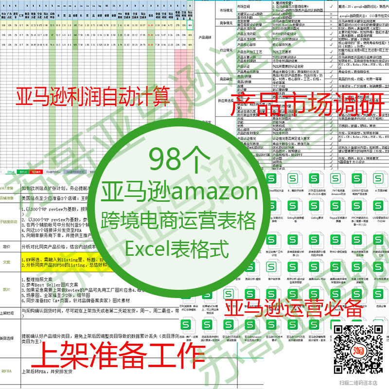 亚马逊运营表格Amazon跨境电商分析表评估表模板广告优化报表教程_虎窝淘