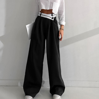 Pleated Loose Pants Street Wide Leg Pants High Waist Trouser