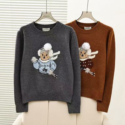 2025秋冬新款女装学院风舒适针织衫提花圆领长袖毛衣TTKW258VCCA