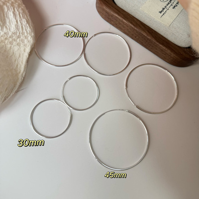 简约轻盈hoop大圆圈耳环s925纯银个性小众设计百搭耳饰女方圆脸入