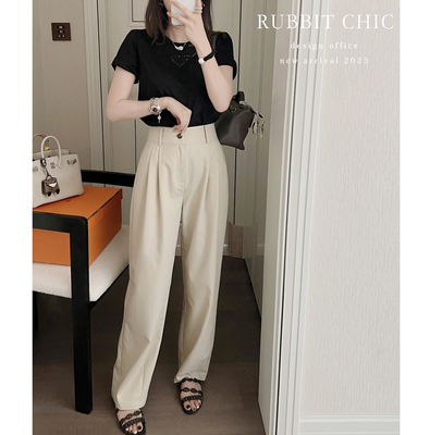 高腰显瘦阔腿西装长裤女