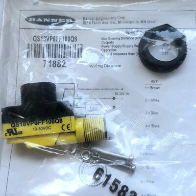 BANNER邦纳 QS18VP6FF100Q8 定区域式光电