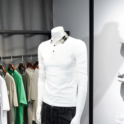 韩版长袖秋季保罗弹力纯棉POLO衫