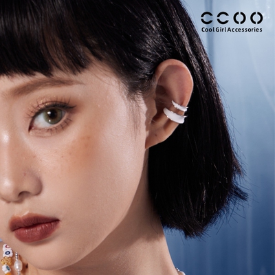 CC&OO白色磨砂彩釉耳环女2025新款潮耳夹无耳洞耳骨夹高级感耳饰