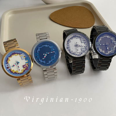 【Virginian1900】马赛克表盘个性创意时尚潮流防水钢带小众男表