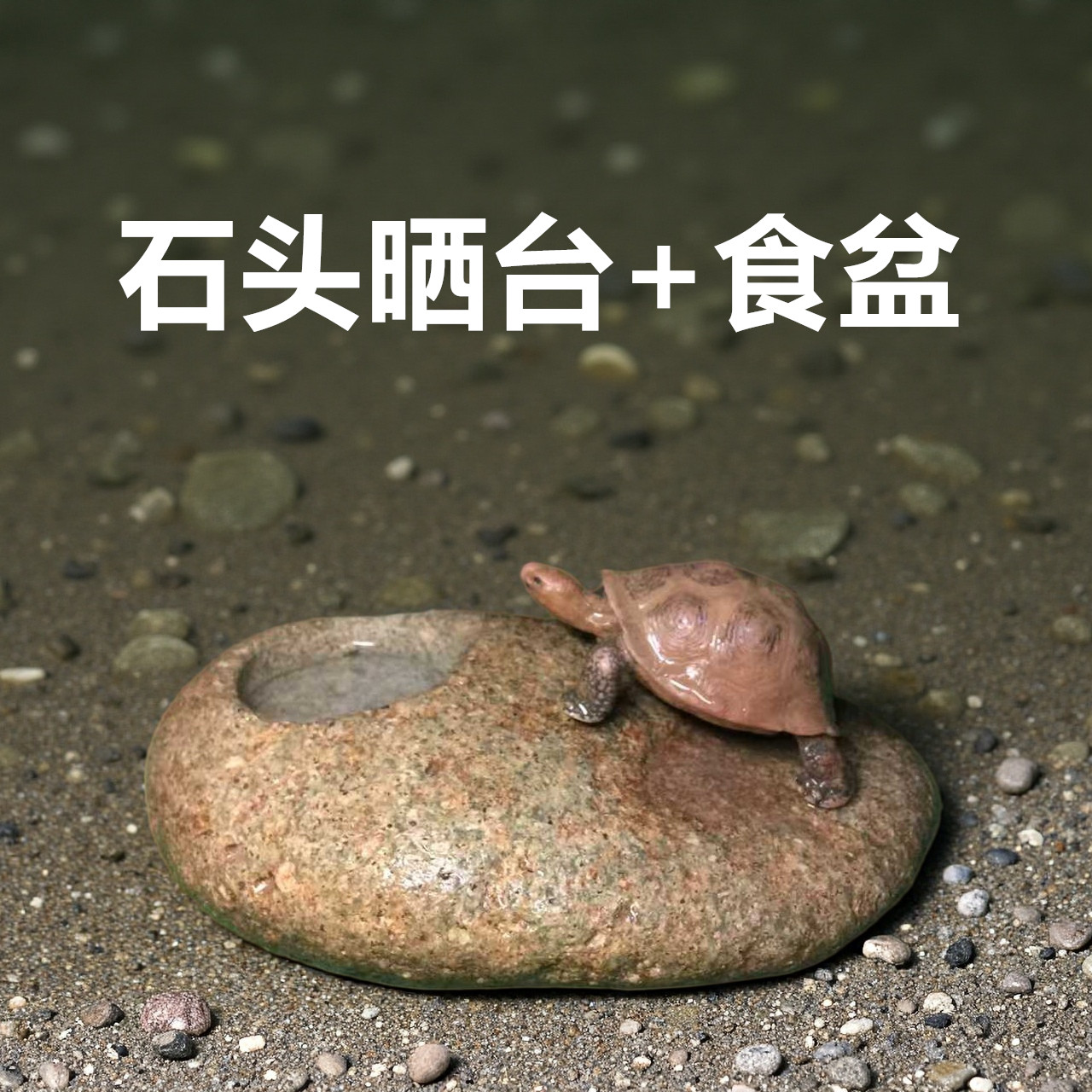 天然溪流石头晒台爬宠饮水器食盆乌龟晒台水盆原生态造景