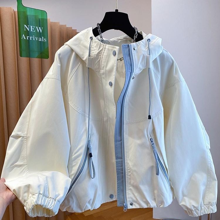高级感派克服冲锋衣外套女春秋2026新款宽松休闲百搭连帽工装风衣
