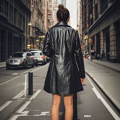 winter Women's PU leather jacket female mid to length coats