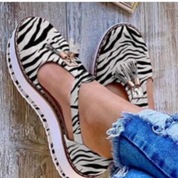 Women's Platform Shoes Sneakers Summer ladies 女豹纹浅口凉鞋