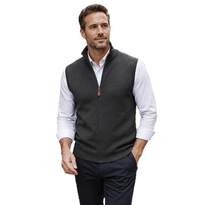 men's zipper vest Casual slim fit sleeveless sweater 男马甲