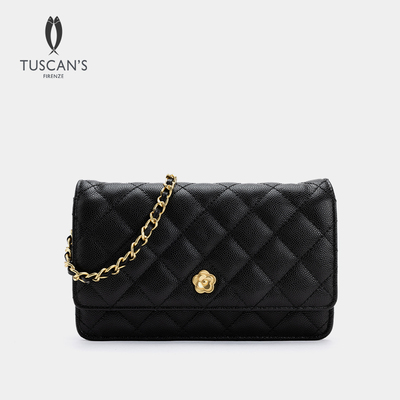 TUSCAN'S经典女士金茶花单肩包鱼子酱菱格链条包TS时代
