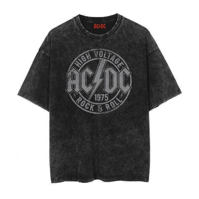 ACDC短袖摇滚男士做旧水洗T恤