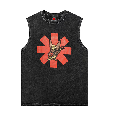 男士做旧水洗蜡染无袖T恤