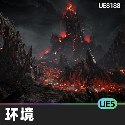 Brushify Underworld Pack环境5.4虚幻UE5石块幻想模块化材料火山