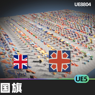 Country Flag with Physics animation国旗5.1虚幻UE5材料动画