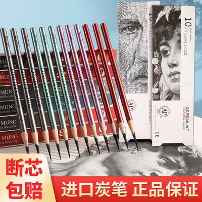 锐特炭笔美术生专用瑞特笔mijno炭笔软炭素描速写笔软中硬碳笔特