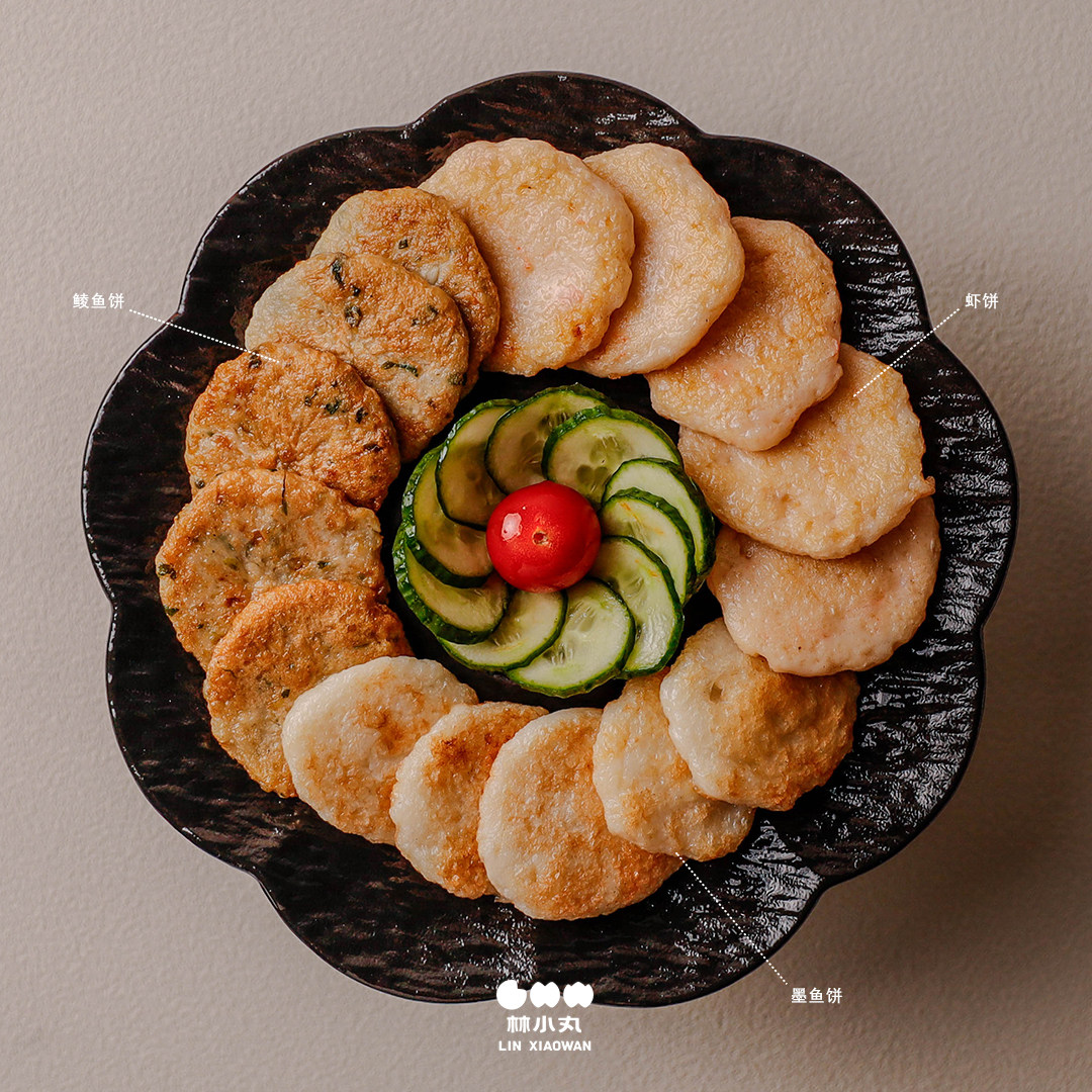 正宗手打墨鱼饼非遗花枝丸潮汕火锅关东煮食材煎炸烧烤小吃林小丸