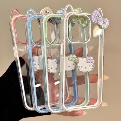 可爱小耳朵蝴蝶结猫咪适用iphone16proma手机壳苹果15pro新款14pr