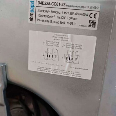 议价依必安派特ebmpapstD4D225-CC01-23三相双进风离心风机