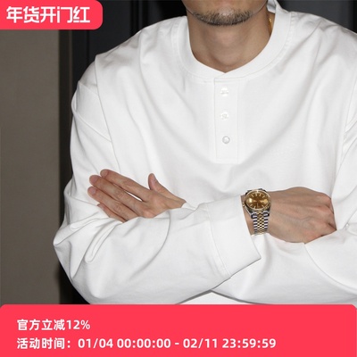 GcBrand Lab Henry Collar Shirt 复古休闲男女长袖T恤 亨利领衫