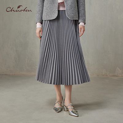 CHARFEN百褶A字显瘦半身裙