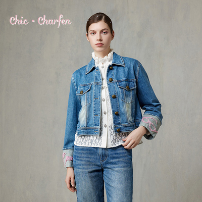 CHARFEN美式复古牛仔短外套女