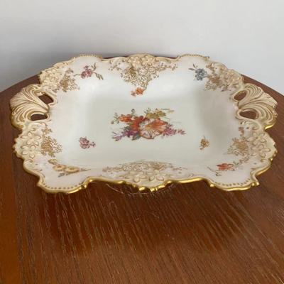 Royal Doulton 皇家道尔顿 十九世纪古董手绘重鎏金四足座盘 赏盘