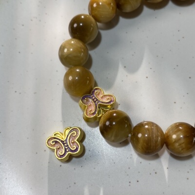 保色铜镀18K金古法滴油隔珠手工diy手链项链配珠饰品材料LH1585