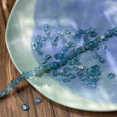 天然透磷灰5*8mm有孔碎石手工diy串珠子手链项链饰品配件S375