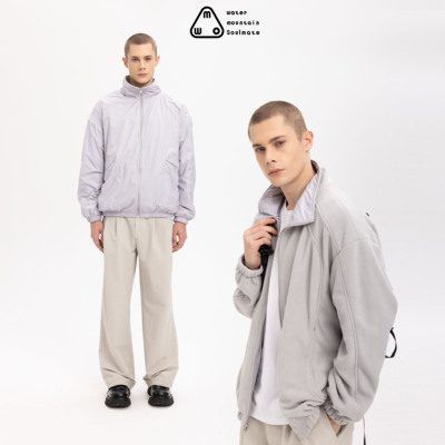 双面穿抓绒拼接软壳外套