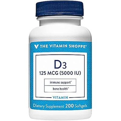 The Vitamin Shoppe Vitamin D3 5000IU Softgel， Supports Bo