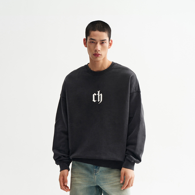 CHINISM赤尘水洗黑做旧圆领卫衣