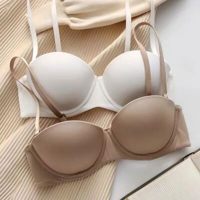Seamless Push-Up Bras For Women 1/2 Cup Padded Solid Color B