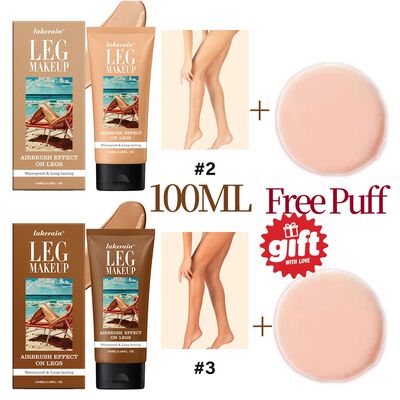Bronze Leg & Body Makeup Foundation With Powder Puff 100ml W
