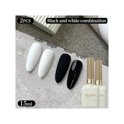 2pcs 15ML White And Black Gel Nail Polish UV/LED Soak Off Ge
