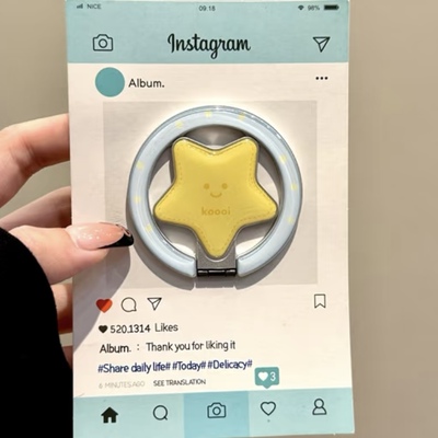 ins风黄色星星笑脸磁吸支架适用MagSafe手机强力吸附桌面懒人支架