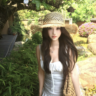 拉菲草镂空草帽女夏海边度假