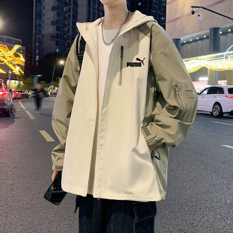奥莱专柜冲锋衣外套男春秋薄款宽松透气连帽夹克休闲大码防风外套