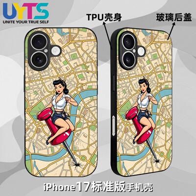 Rockabilly摇滚风插画扎心女孩视觉焦点iPhone17苹果UYTS手机壳