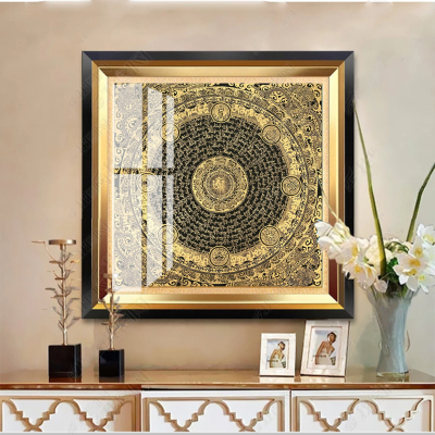 六字真言咒轮唐卡佛像涂色描金