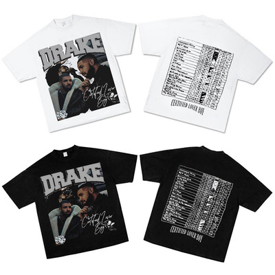 Drake tee德雷克人物印花短袖 Little Lover Boy专辑同款美式纯棉