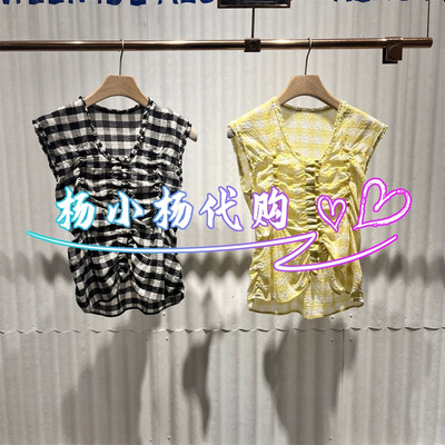 【商场同款】播26夏新品盐缩气泡格纹气质无袖衬衫女BDT2HD1871