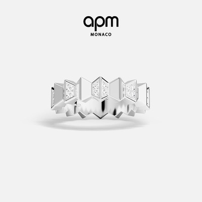 APM Monaco银白色Up and Down戒指手饰波浪设计感百搭新年礼物