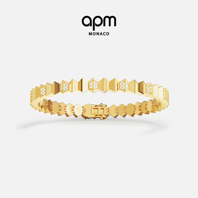 [夏季新品]APM Monaco金黄色波浪Up and Down手链叠戴手饰礼物